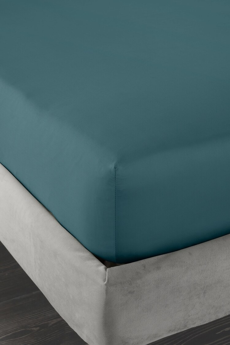Buy Bianca Teal 400 Thread Count 100% Cotton Sateen Fitted Sheet from ...