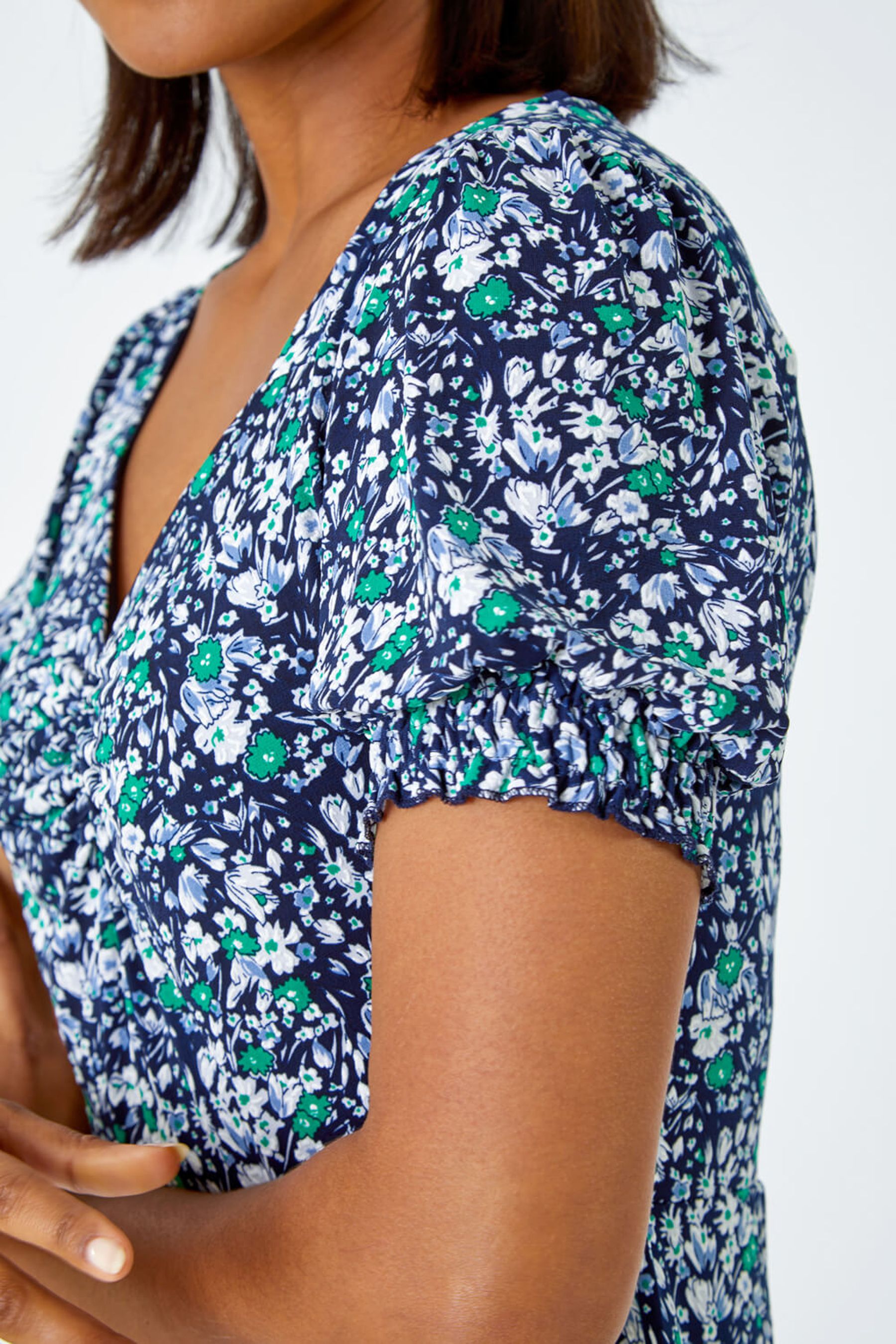Buy Roman Green Ditsy Floral Ruched Maxi Dress from the Next UK online shop