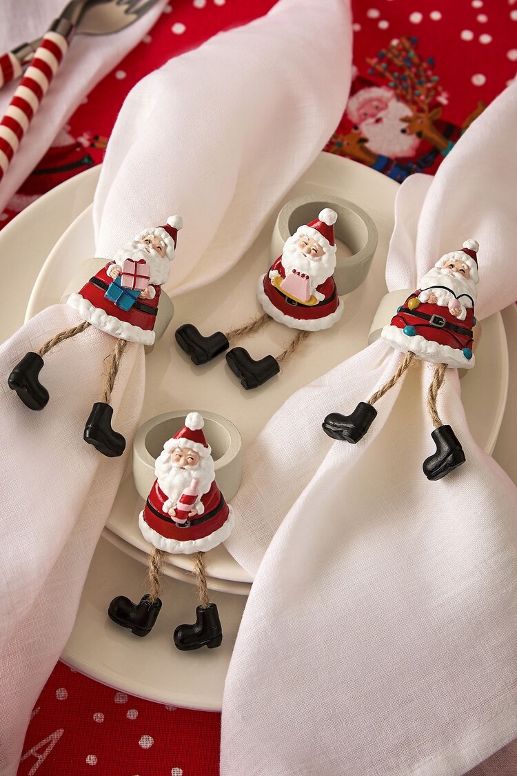 Buy Set of 4 Red Fun Christmas Santa Napkin Rings from Next United Arab ...