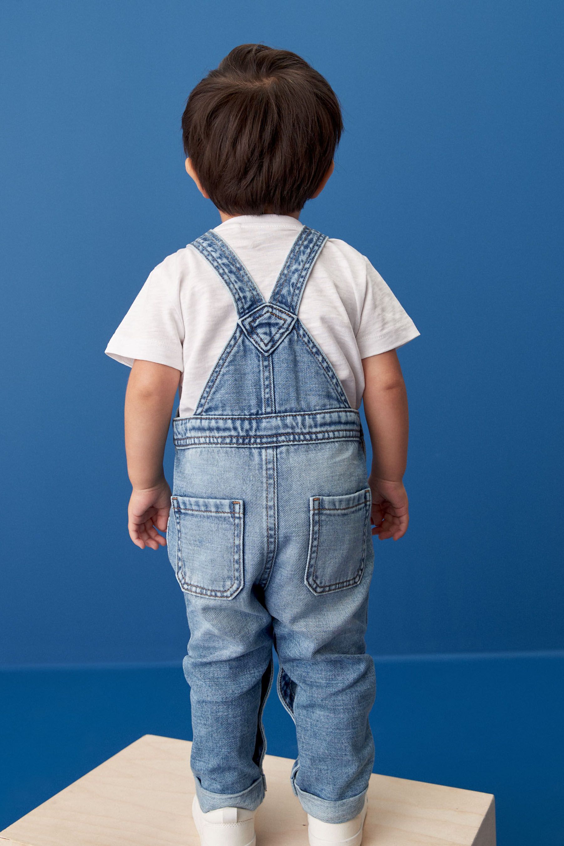 Buy Light Blue 100% Cotton Denim Dungarees (3mths-7yrs) from the Next ...