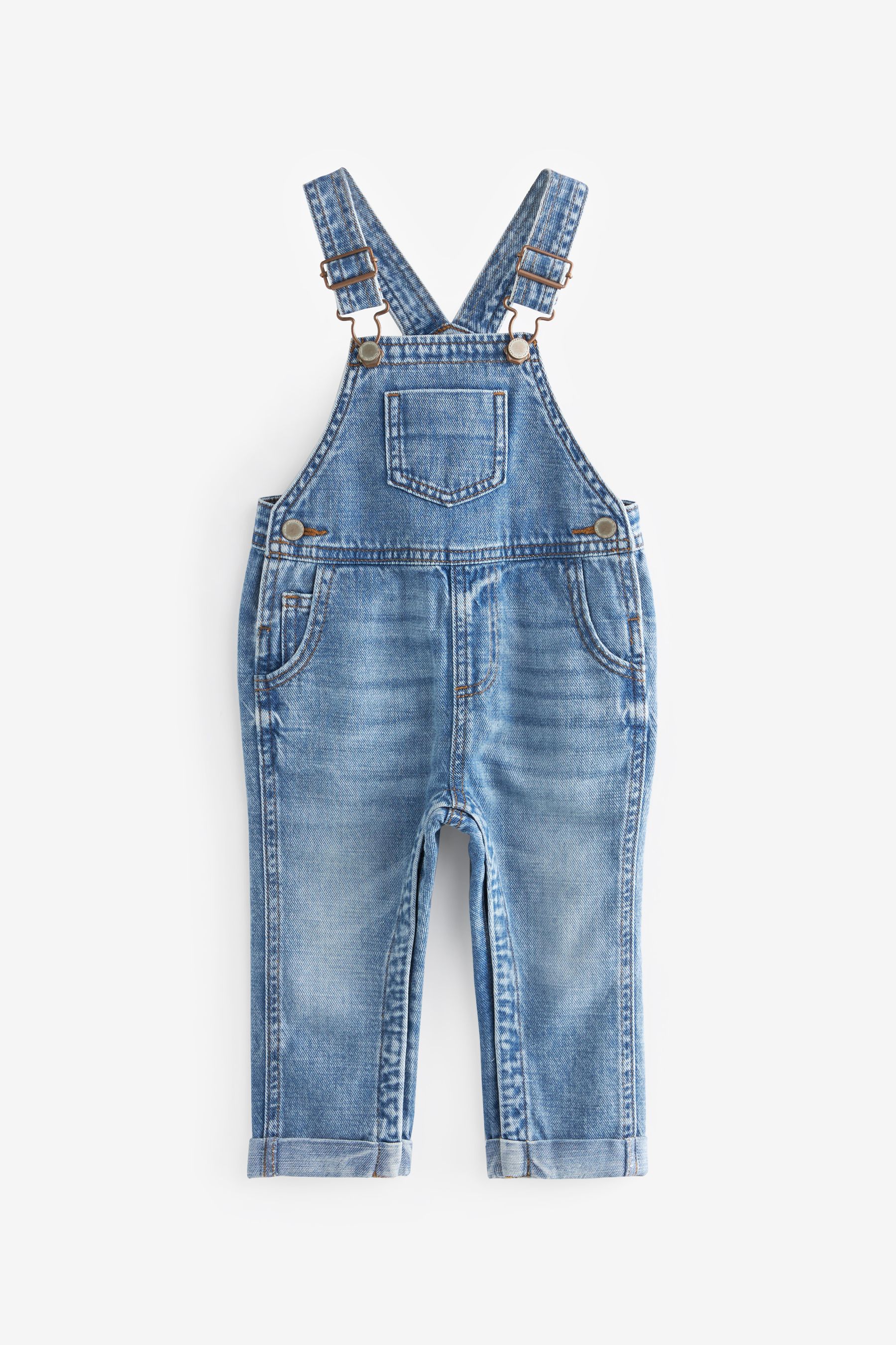 Buy Light Blue 100% Cotton Denim Dungarees (3mths-7yrs) from the Next ...