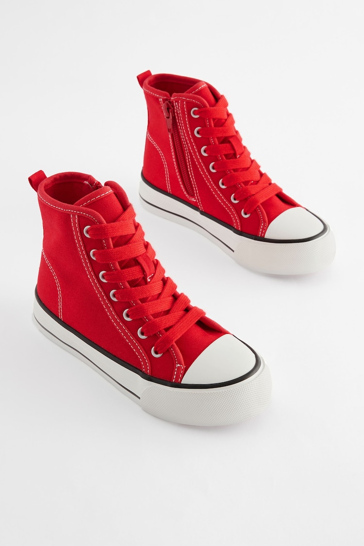 Buy Red Chunky High Top Lace-Up Trainers from the Next UK online shop