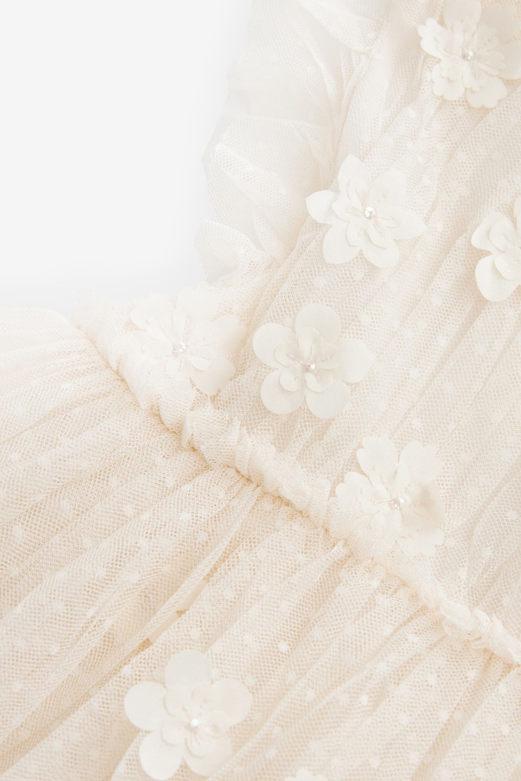Buy Ecru White 3D Flower Mesh Flower Girl Dress (3-16yrs) from the Next ...