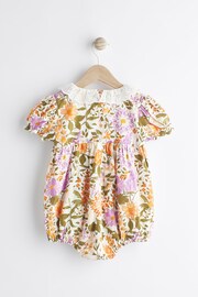 Buy Orange/ Purple Floral Baby Collared Bloomer Romper (0mths-2yrs ...