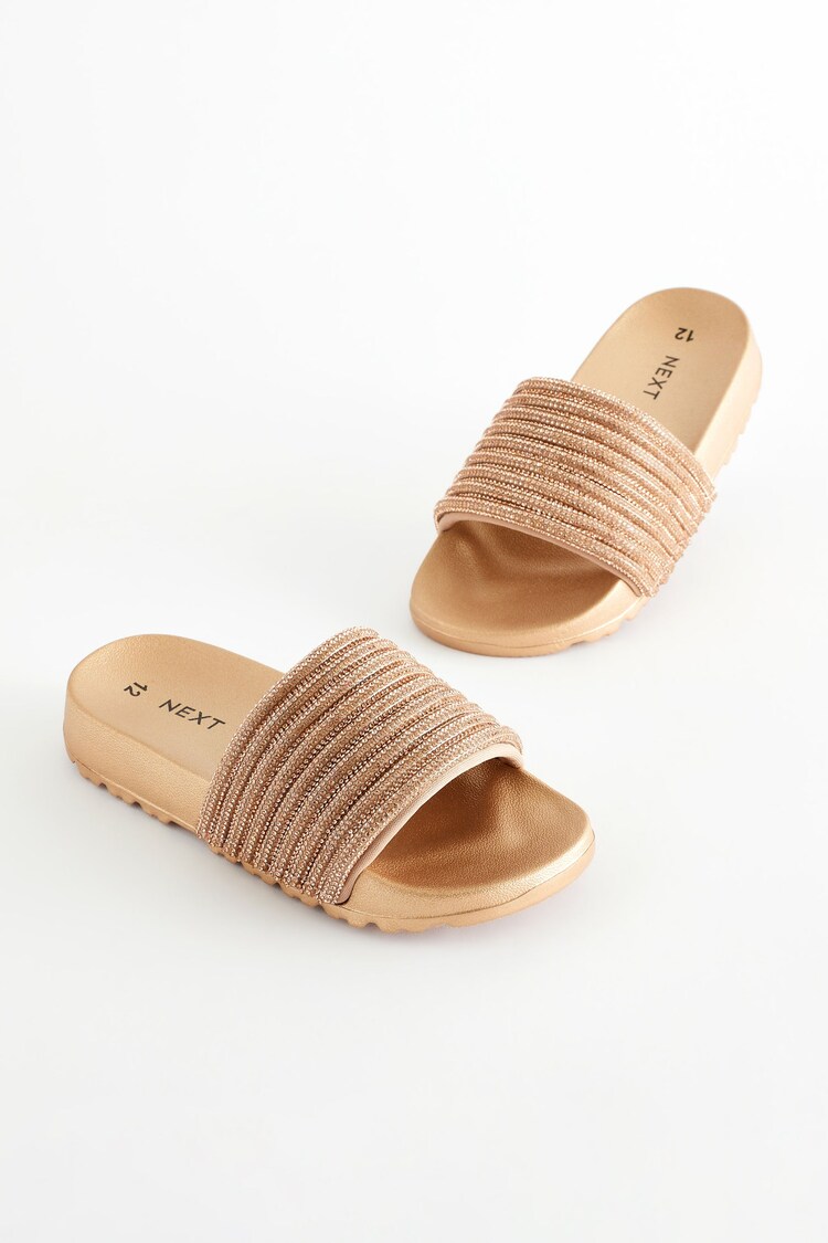 Buy Rose Gold Glitter Sliders from Next Ireland