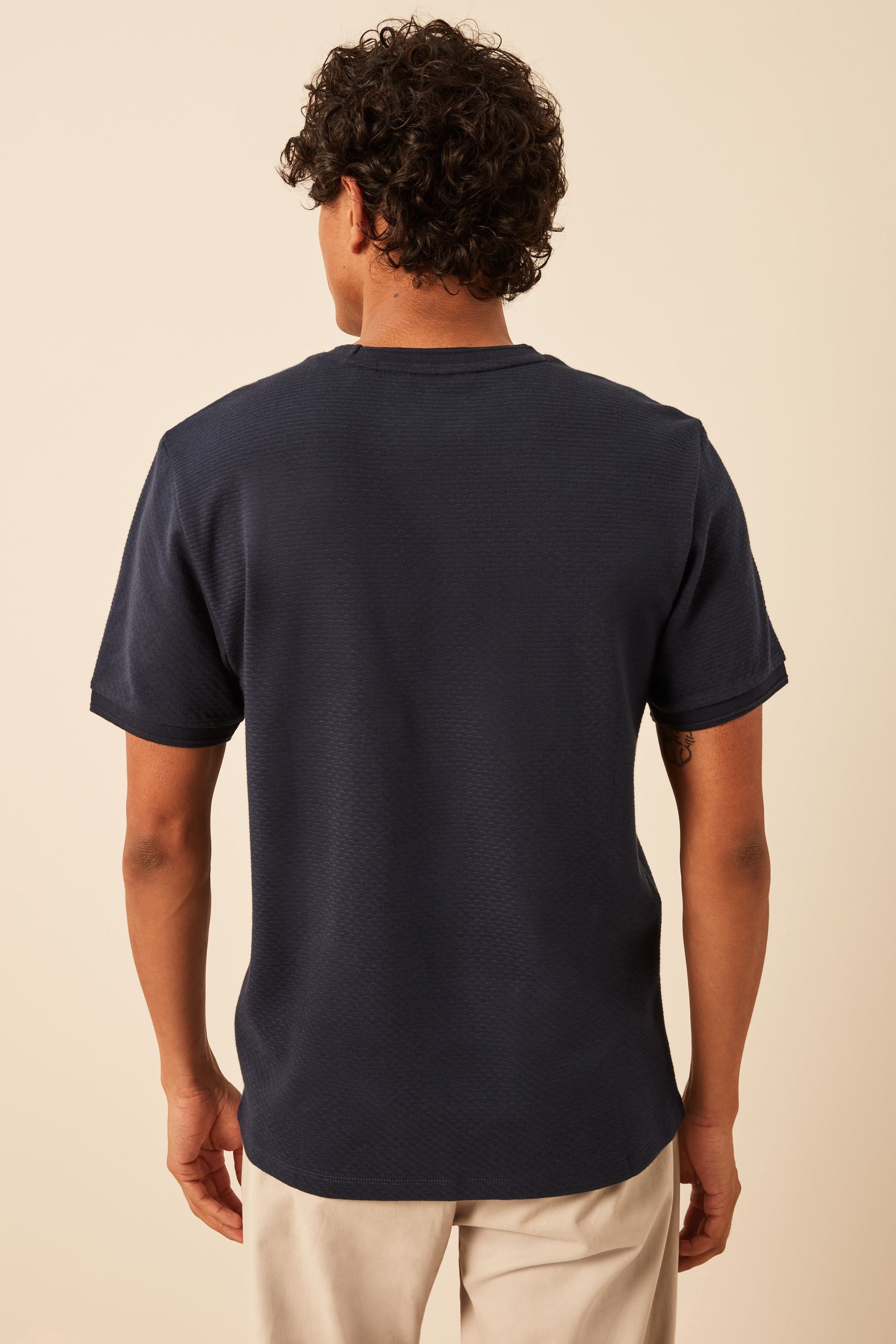 Buy Navy Textured T-Shirt from the Next UK online shop