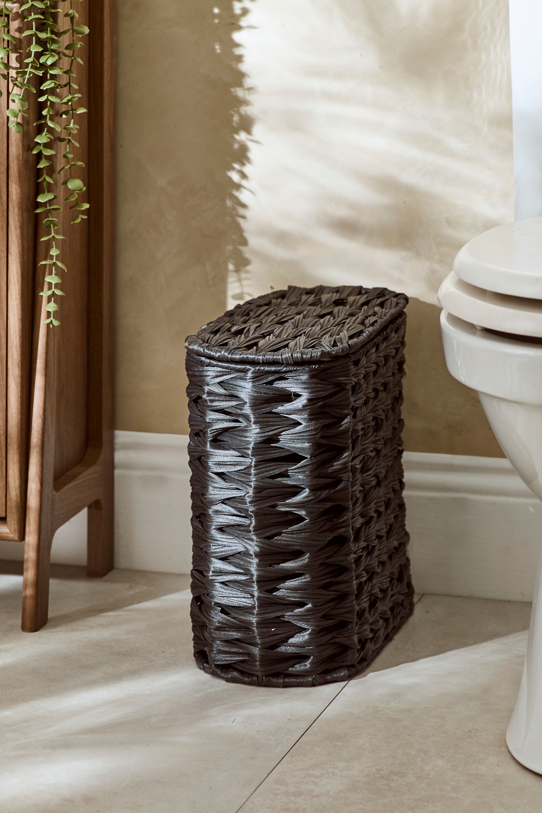 Buy Black Plastic Wicker Storage Basket 74x46x18cm from the Next UK ...