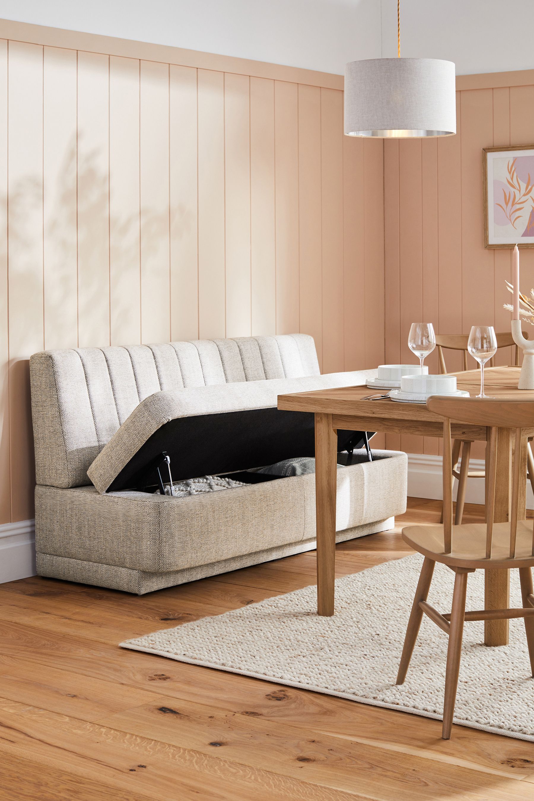 Buy Chunky Weave Mid Natural Anderson Corner Storage Dining Bench from ...