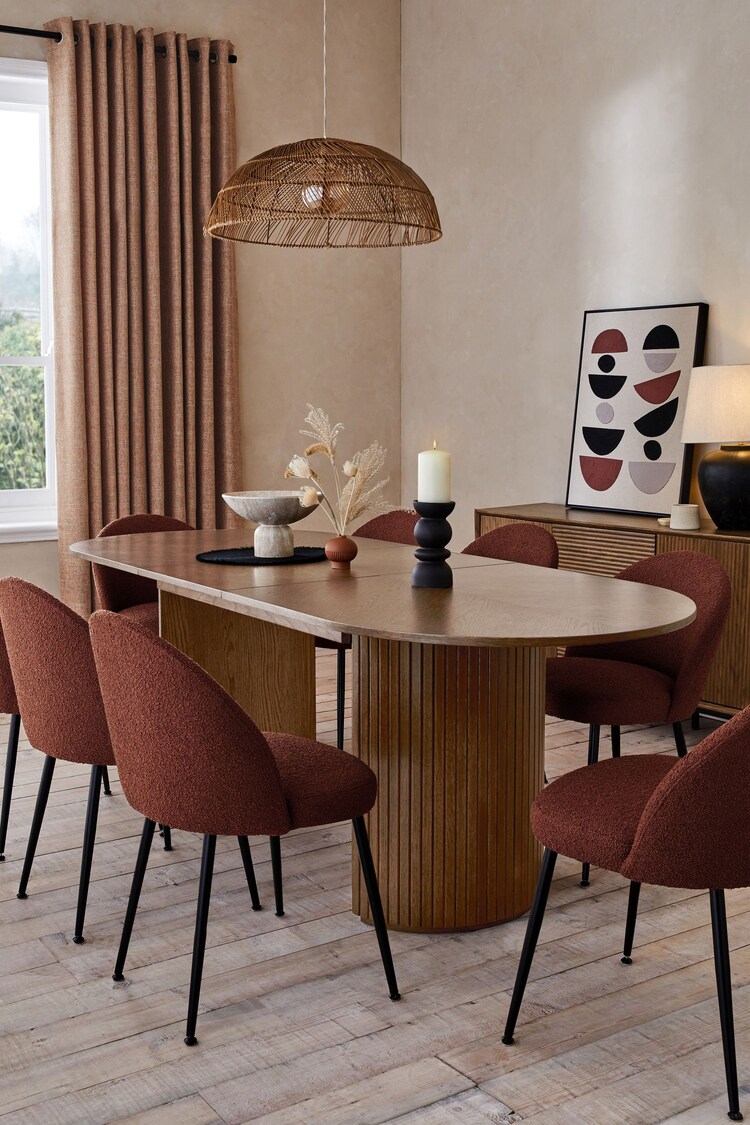 Buy Dark Natural Conway Round 6 to 8 Seater Oak Veneer Dining Table ...