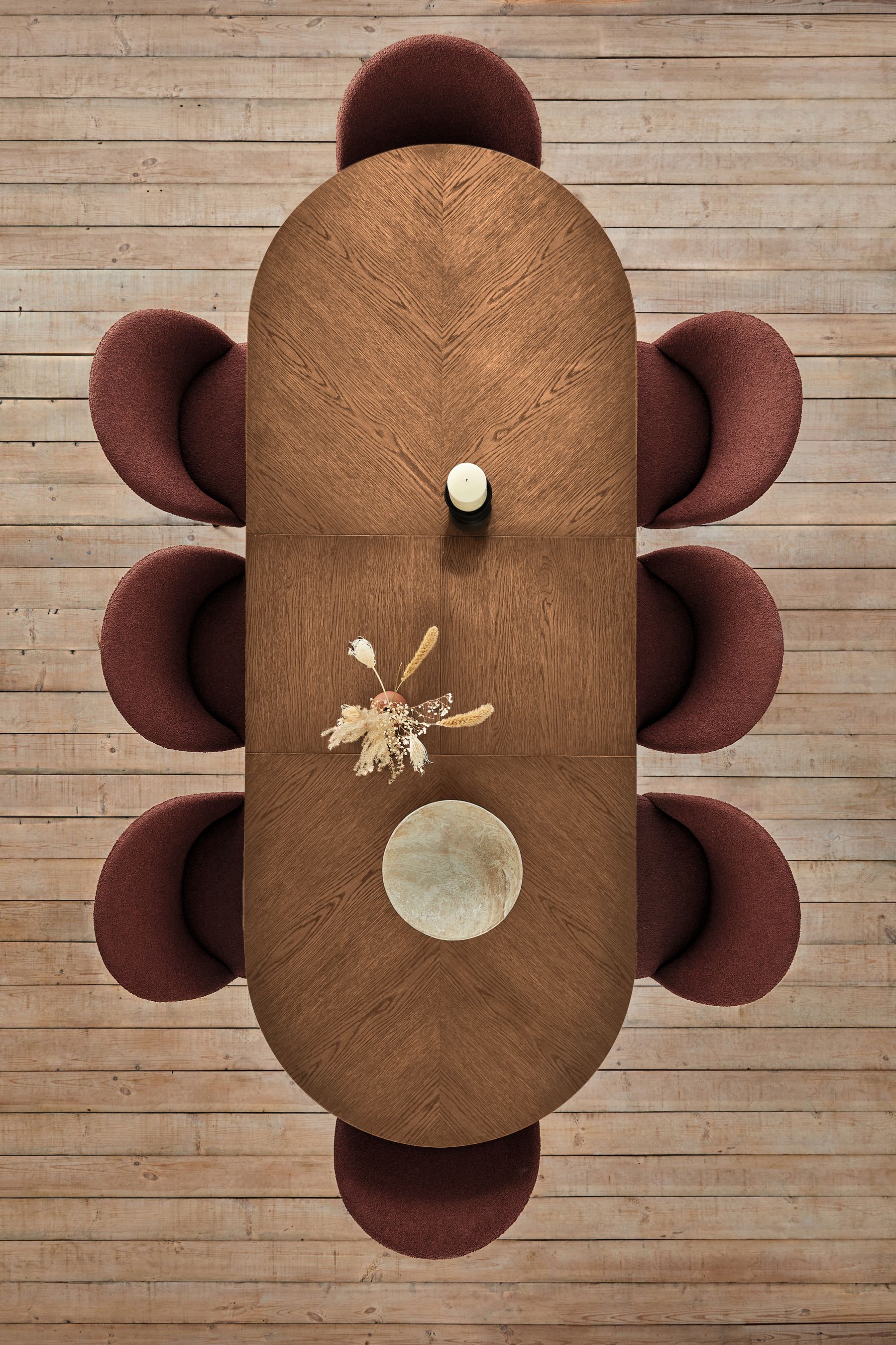 Buy Dark Natural Conway Round 6 to 8 Seater Oak Veneer Dining Table ...