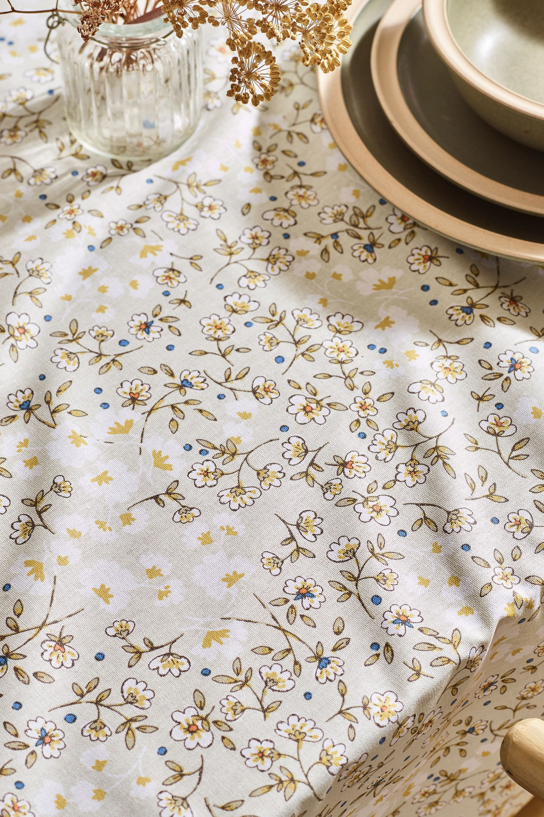 Buy Natural Daisy Ditsy Wipe Clean Table Cloths from the Next UK online ...