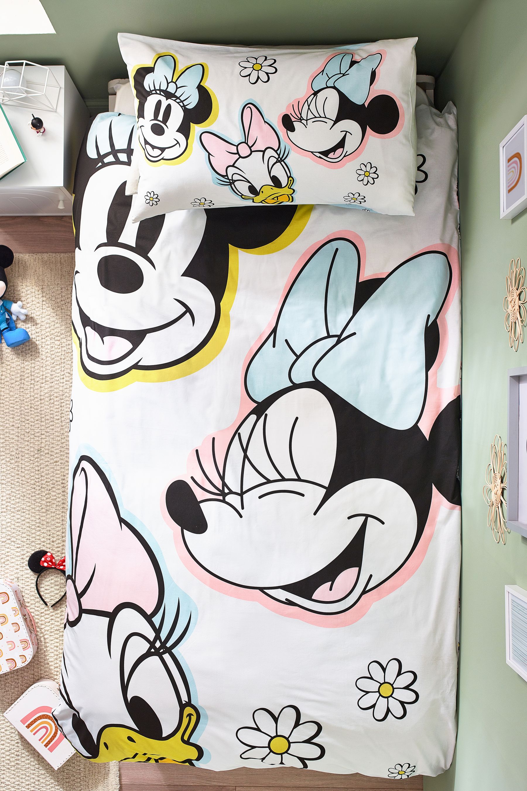 Buy White Disney Minnie Mouse 100% Cotton Duvet Cover and Pillowcase ...