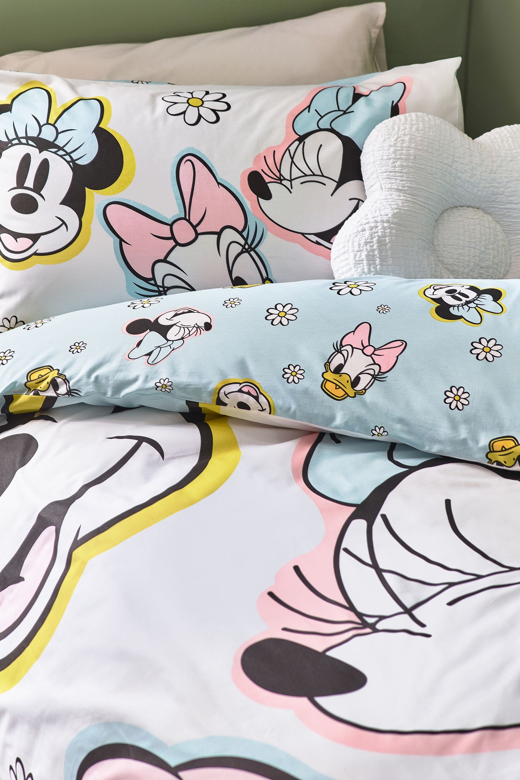 Buy White Disney Minnie Mouse 100% Cotton Duvet Cover and Pillowcase ...