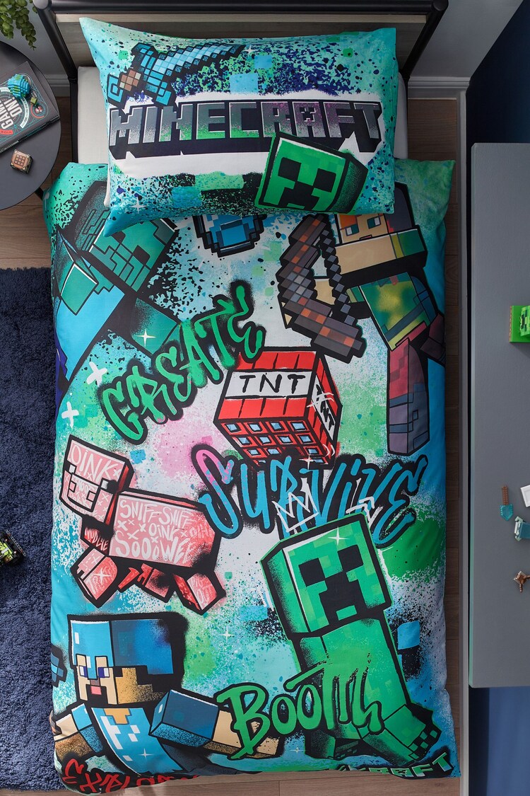 Buy Blue Minecraft Duvet Cover and Pillowcase Set from the Next UK ...