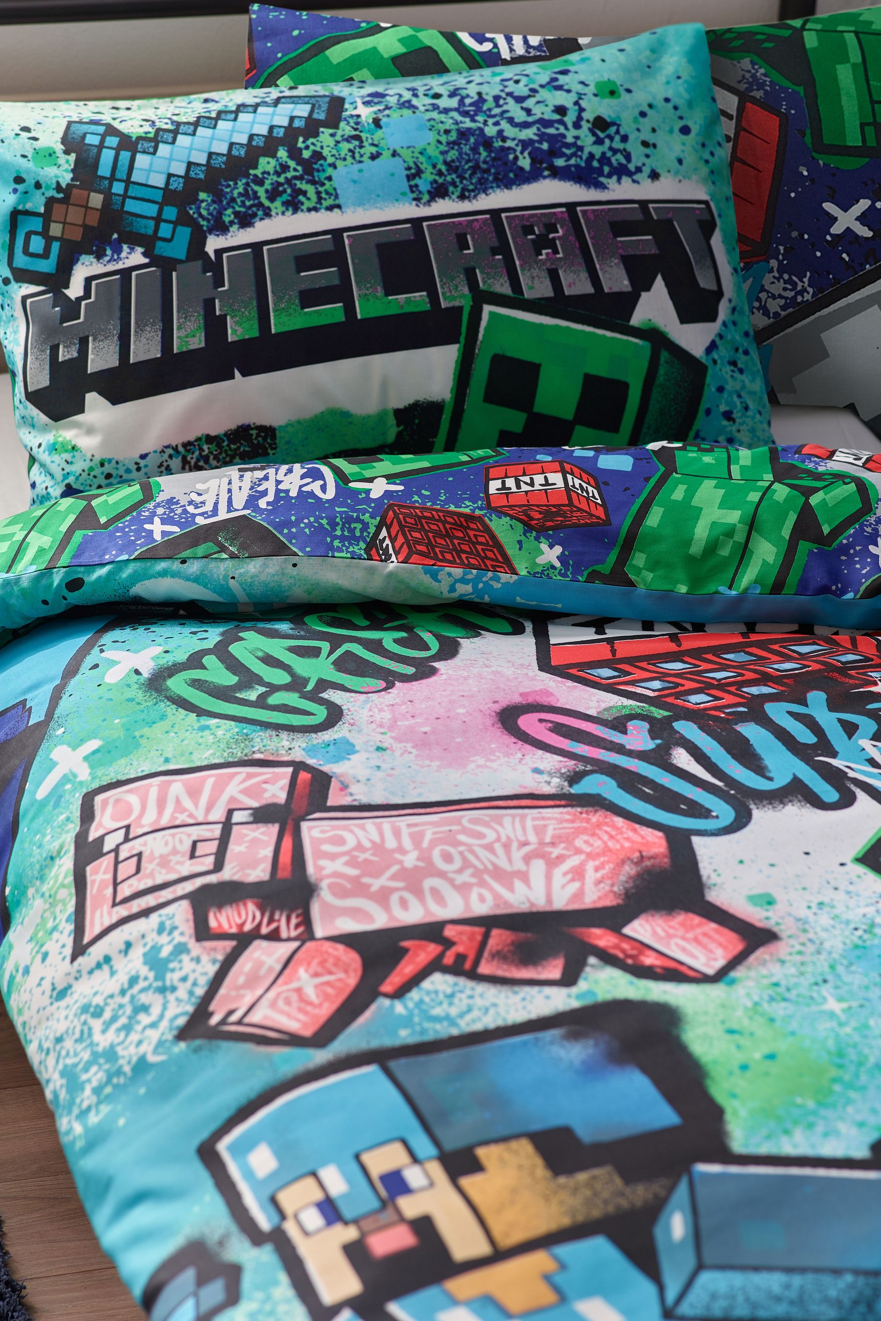 Buy Blue Minecraft Duvet Cover and Pillowcase Set from the Next UK ...