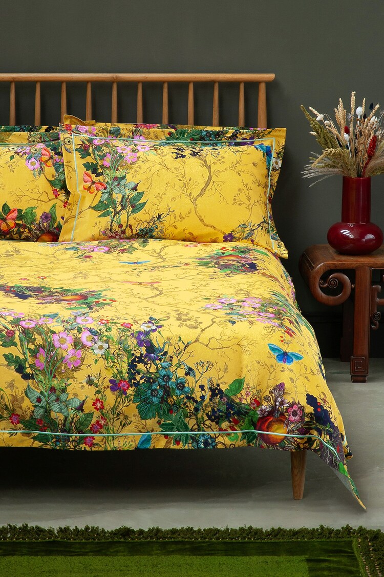Buy Timorous Beasties Yellow Bloomsbury Garden 100% Cotton Bed Set from ...