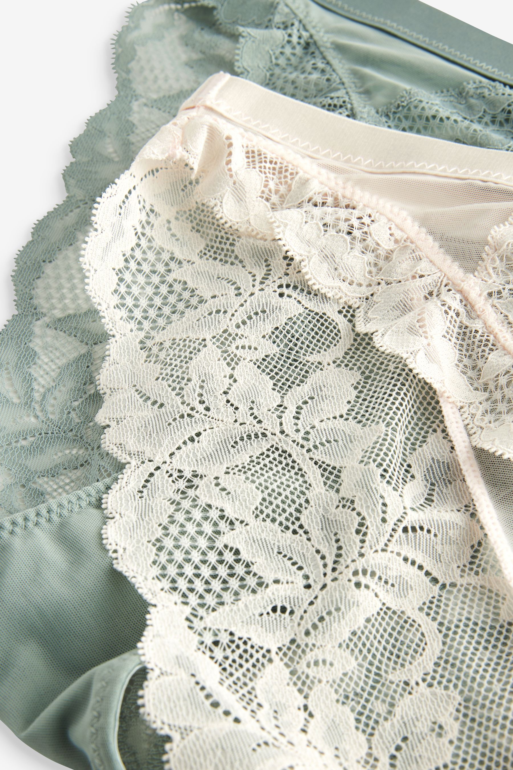 Buy Mint Green/Cream High Leg Lace Knickers 2 Pack from the Next UK ...
