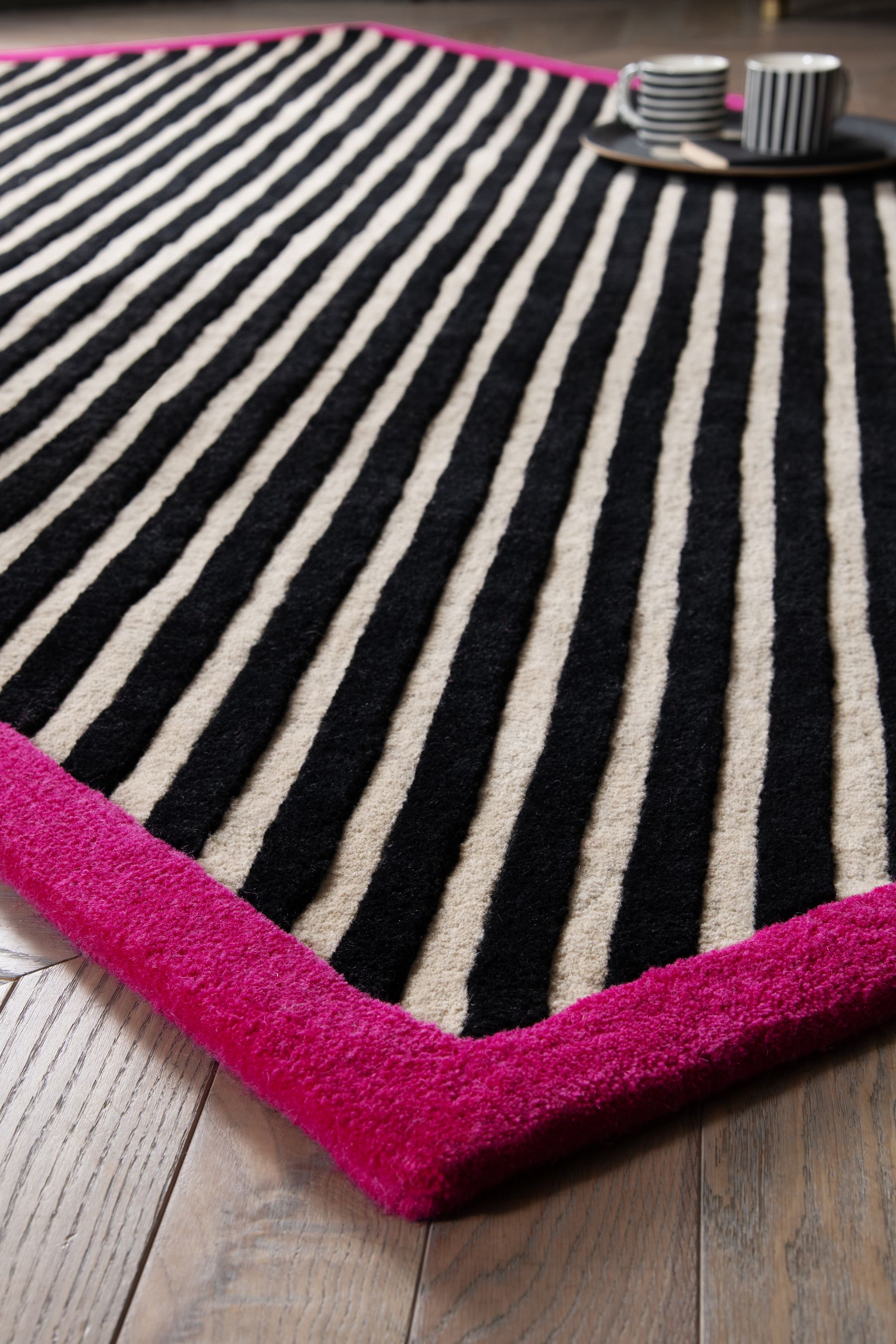 Buy Rockett St George Black/Nude Sand Stripe Rug from the Next UK ...