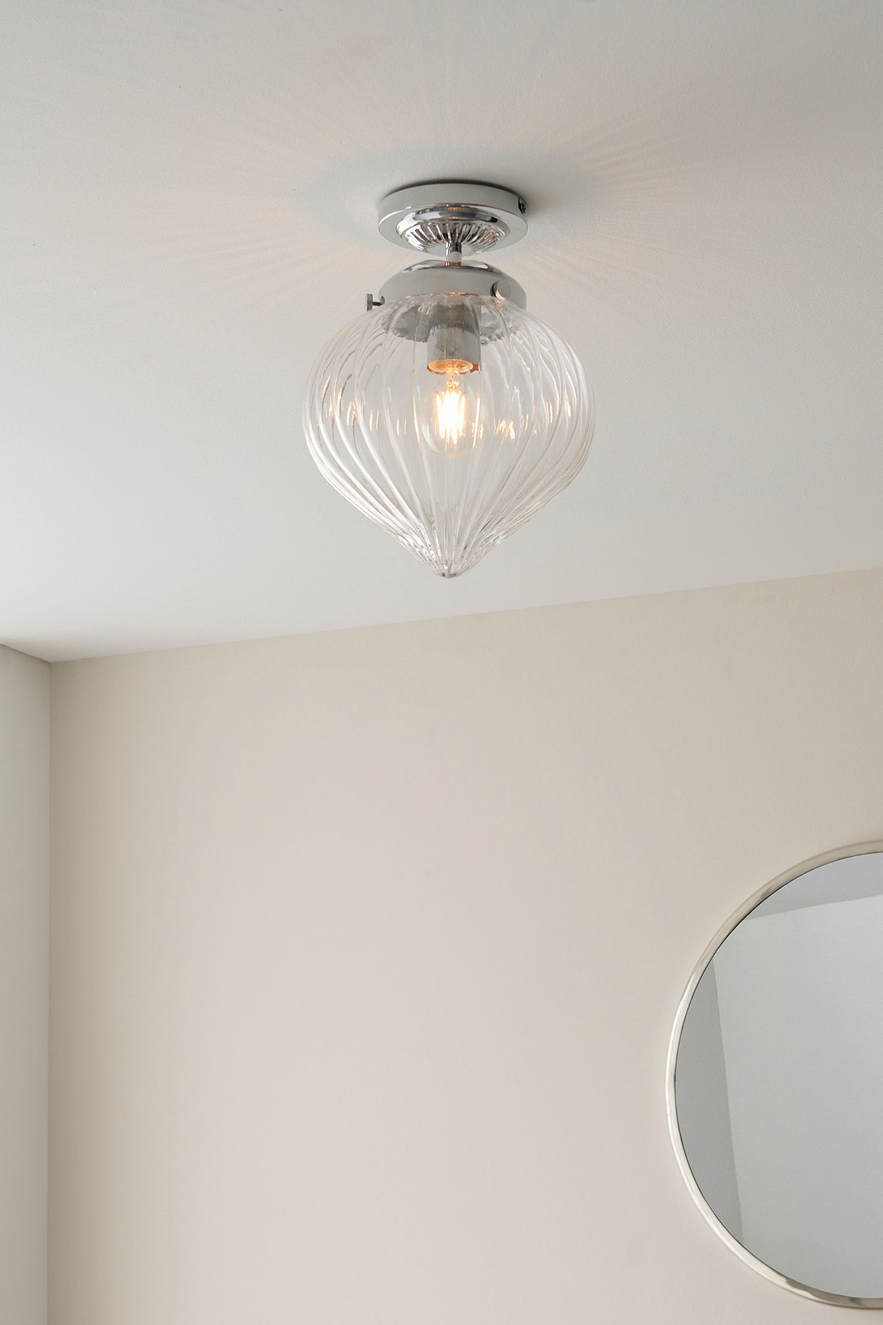 Buy Gallery Home Chrome Chilwick Glass 1 Bulb Bathroom Ceiling Light ...