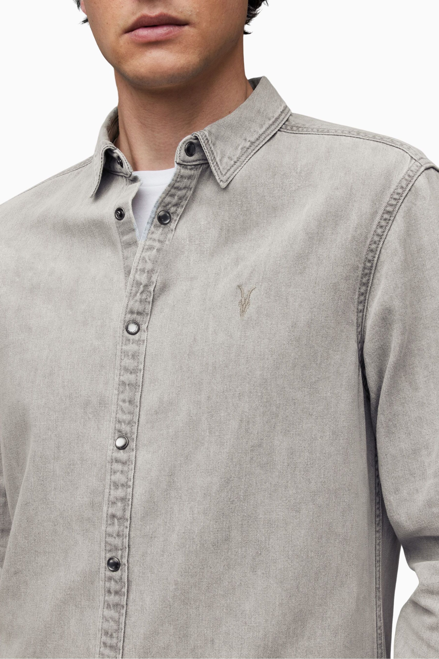 Buy AllSaints Grey Gleason Long Sleeve Shirt from the Next UK online shop