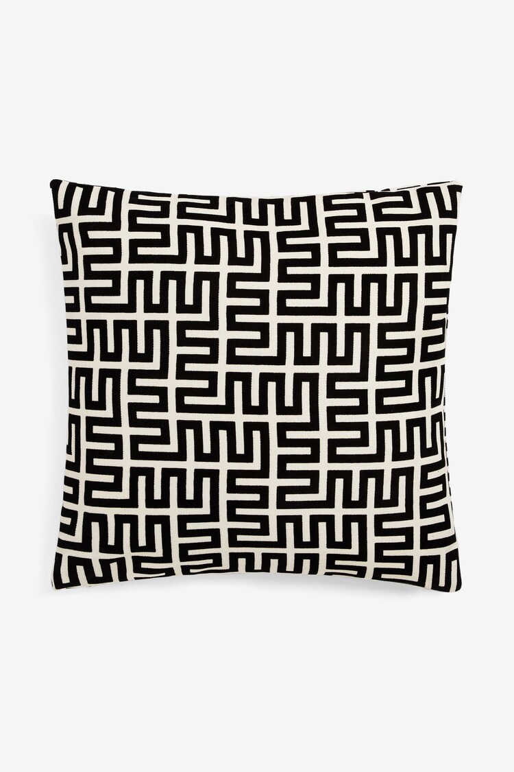 Buy Monochrome 50 x 50cm Geometric Flock Large Oblong Cushion from the ...