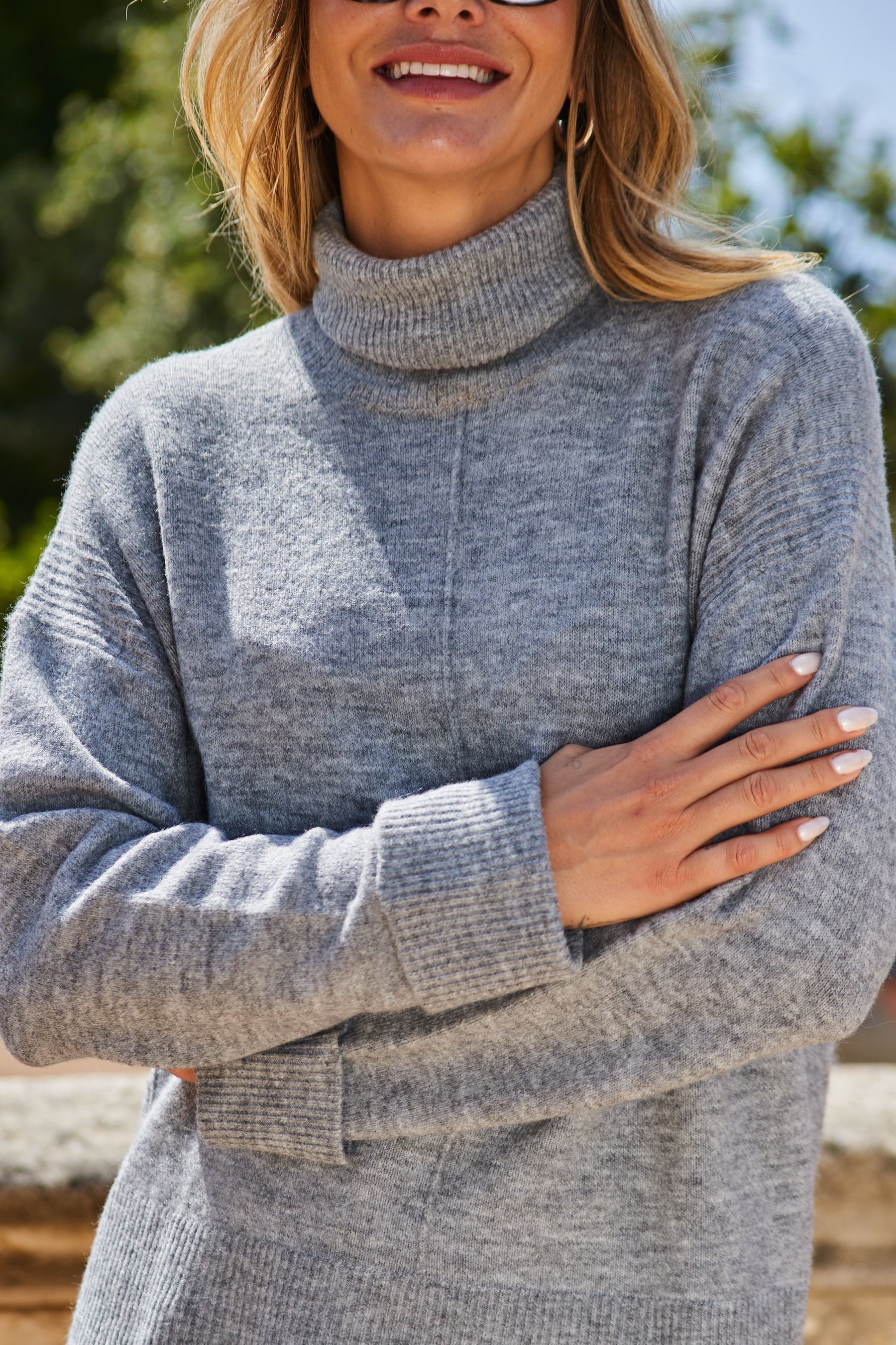 Buy Sosandar Grey Folded Cuff Jumper from the Next UK online shop