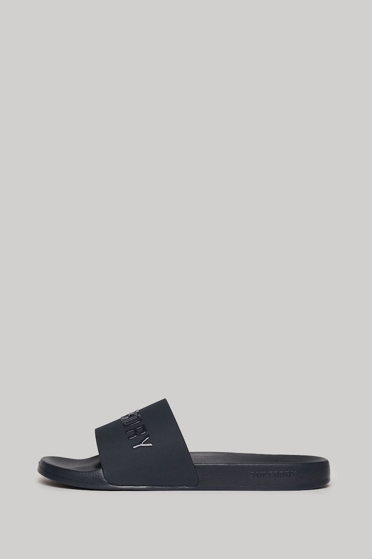 Buy Superdry Blue Logo Vegan Pool Sliders from the Next UK online shop