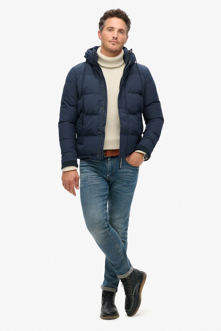 Buy Superdry Blue Everest Hooded Puffer Jacket from the Next UK online shop