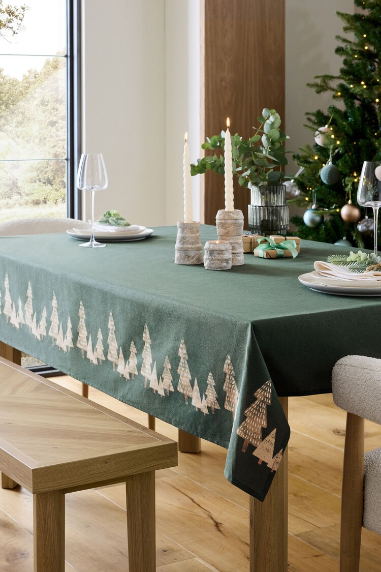 Buy Green Christmas Tree 100% Cotton Table Cloth from the Next UK ...