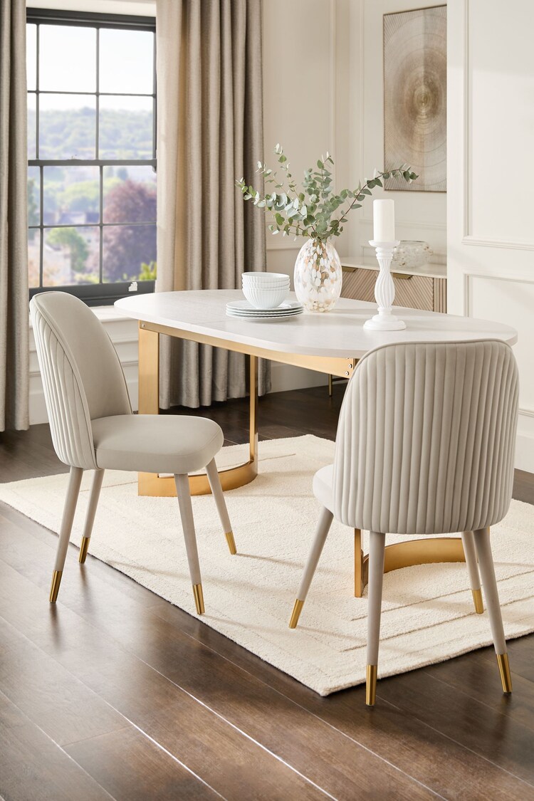 Buy Set of 2 Soft Velvet Pebble Valencia Upholstered Dining Chairs from ...