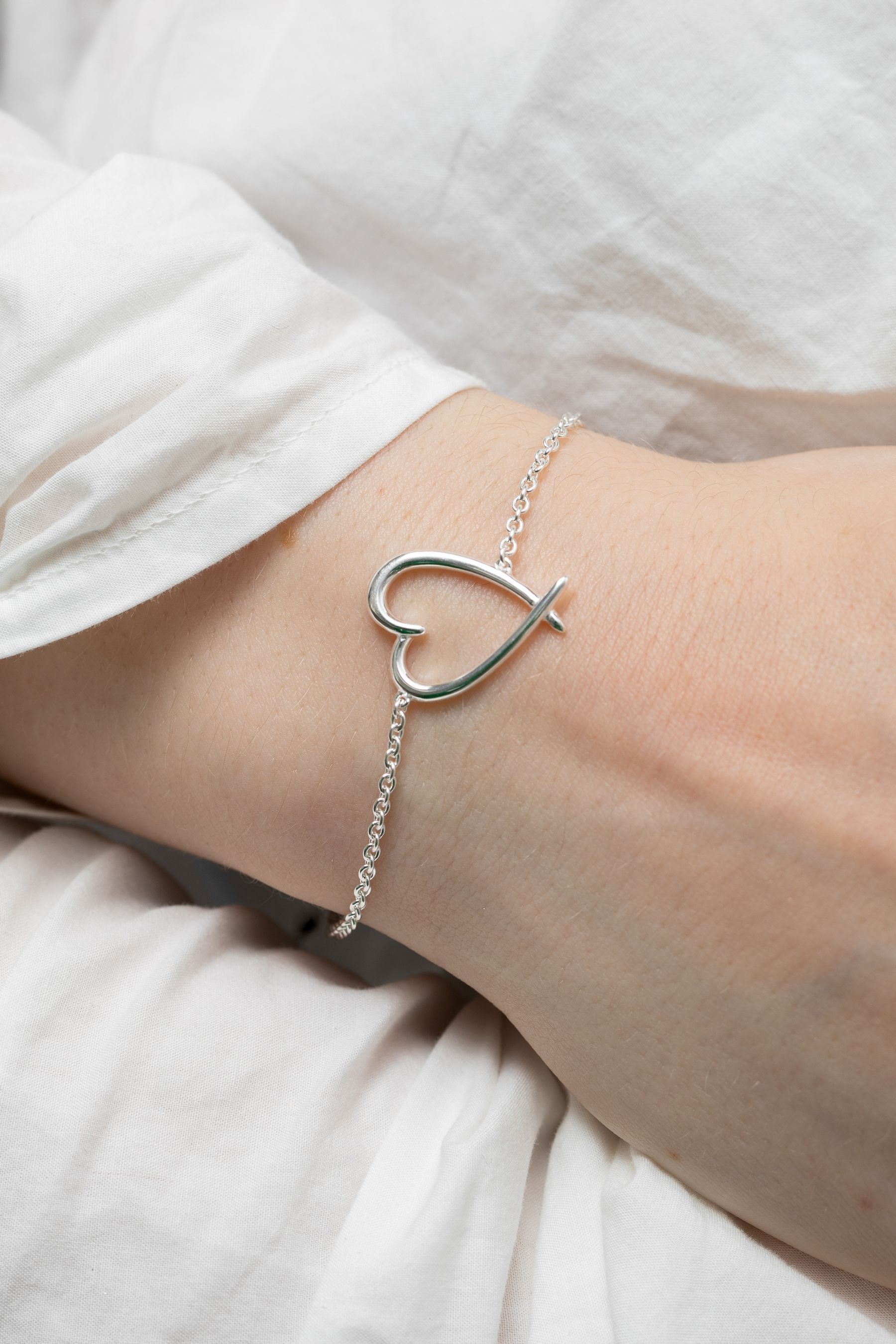 Buy Simply Silver Sterling Silver Tone 925 Polished Open Heart Bracelet ...