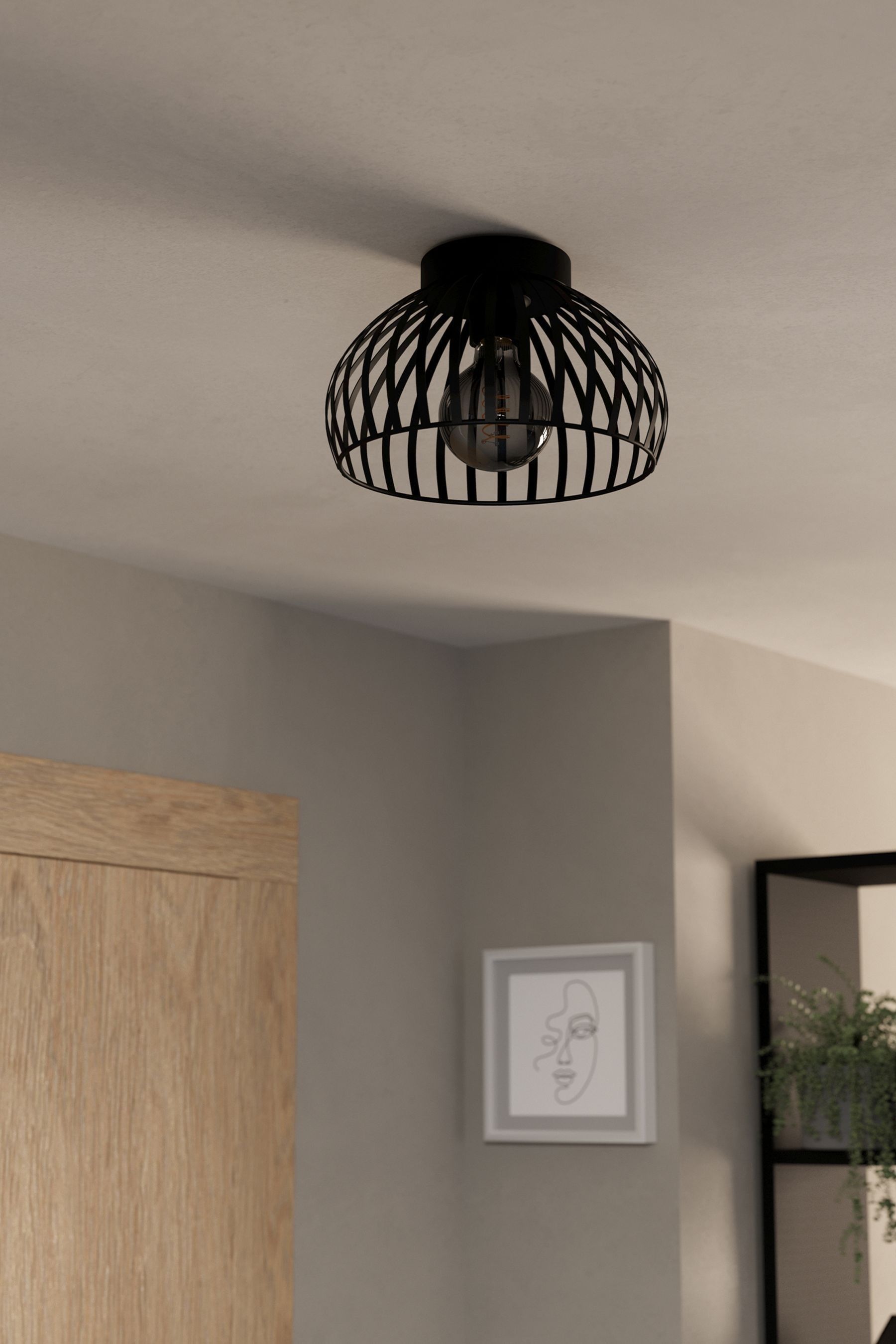 Buy Eglo Black Mogano 3 Wireframe Flush Ceiling Light from the Next UK ...