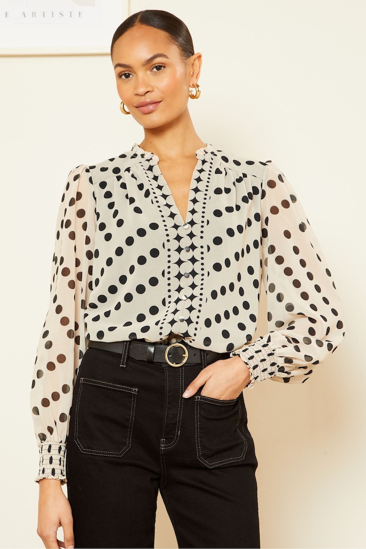 Buy Love & Roses Ivory Spot V Neck Printed Blouse from the Next UK ...