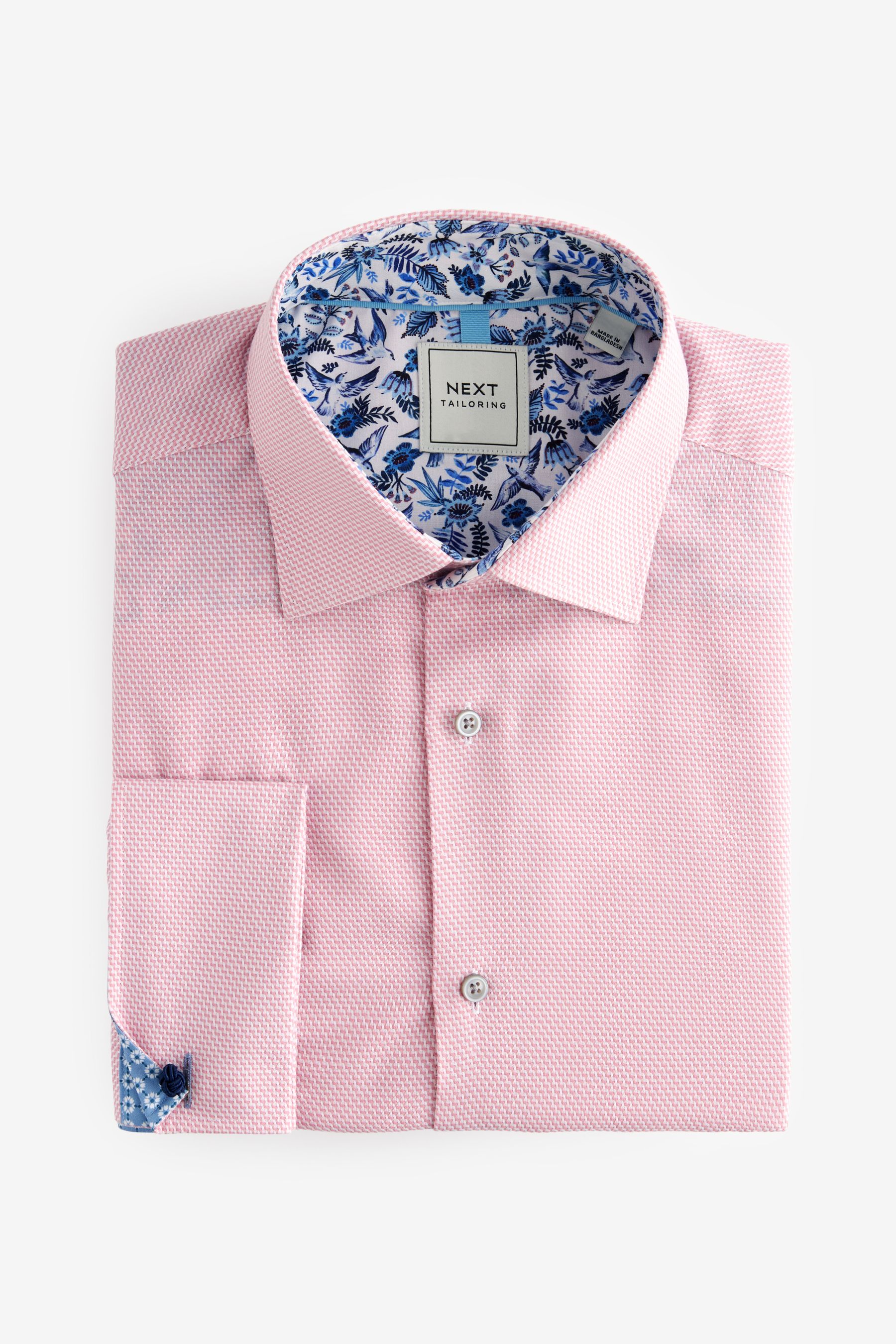Buy Light Pink Regular Fit Trimmed Easy Care Double Cuff Shirt from the ...