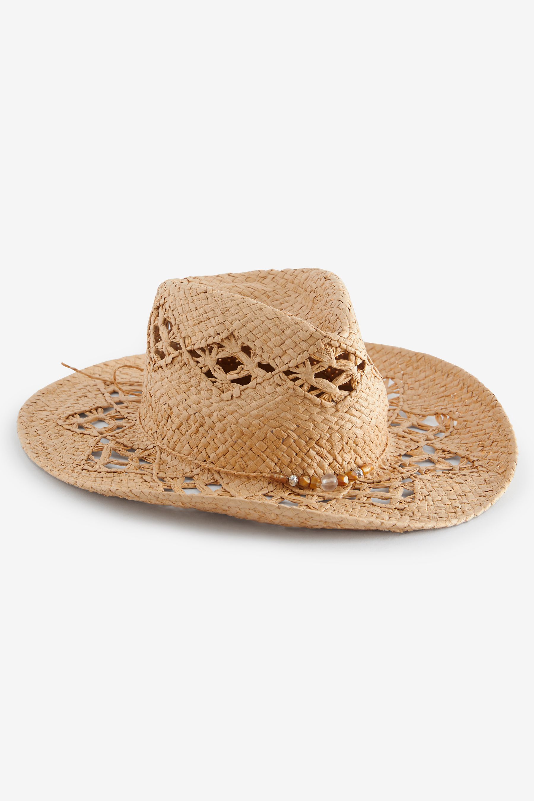 Buy Natural with Shell Chain Cowboy Western Hat from the Next UK online ...