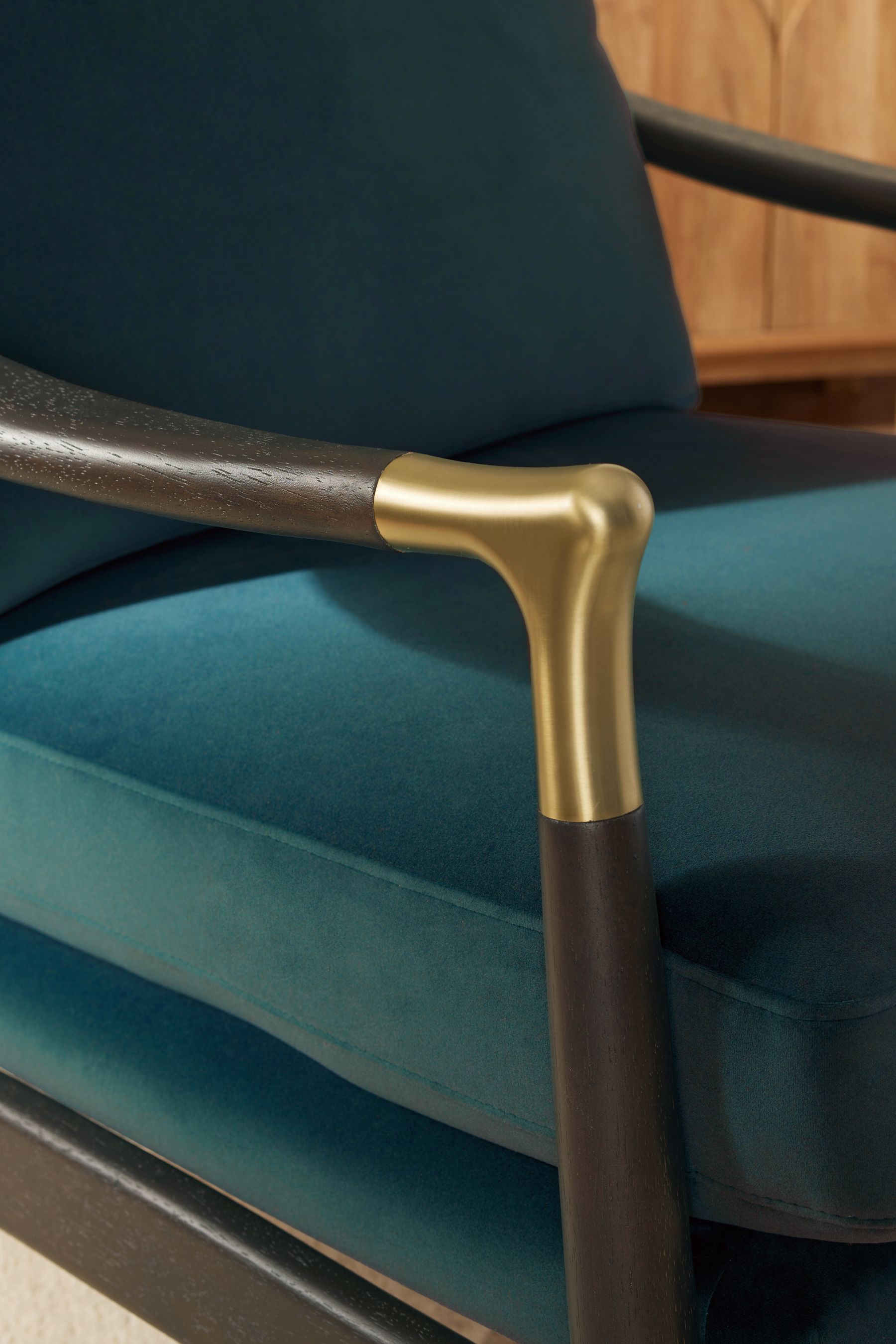 Buy Soft Velvet Marine Blue Flinton Wooden Dark Grey Leg Accent Chair ...