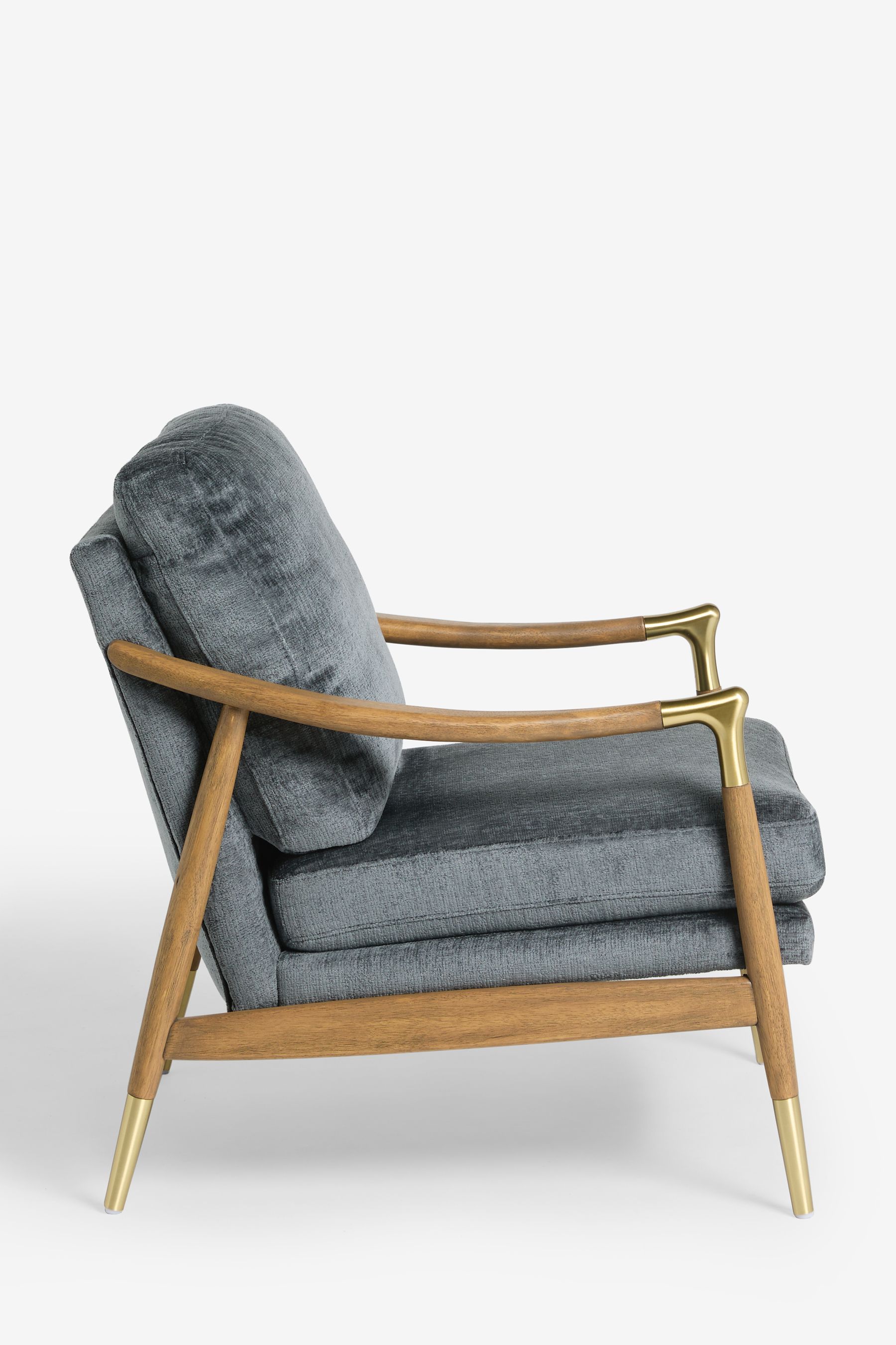 Buy Plush Chenille Slate Blue Flinton Wooden Walnut Effect Leg Accent ...