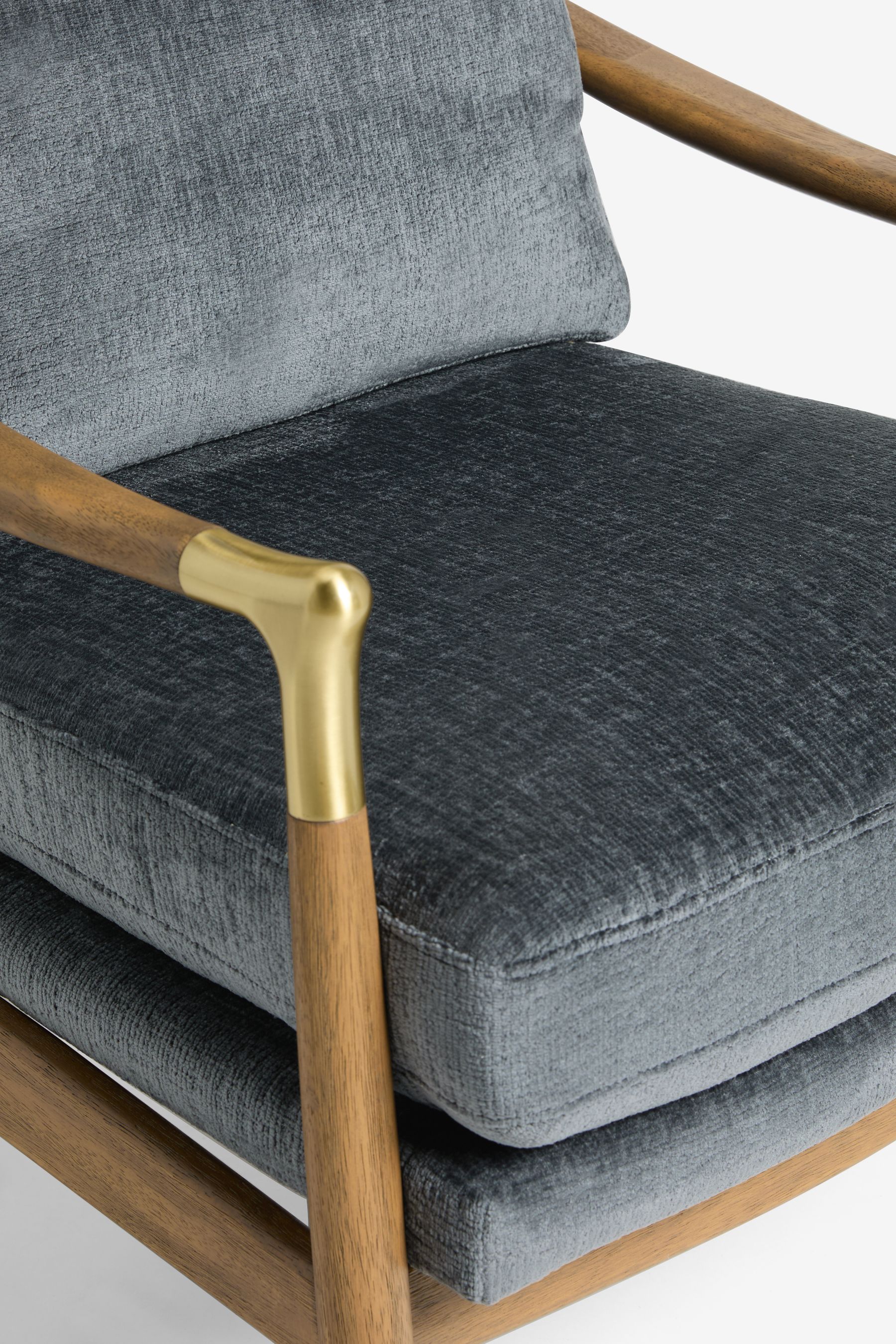 Buy Plush Chenille Slate Blue Flinton Wooden Walnut Effect Leg Accent ...