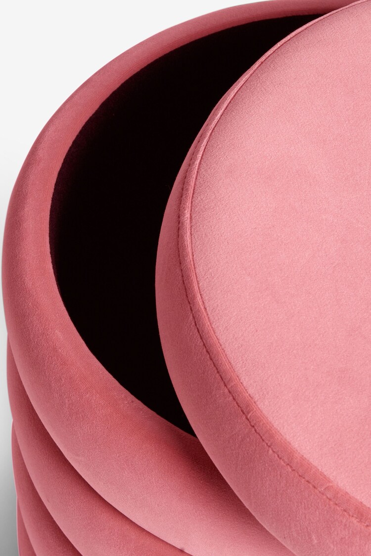 Buy Soft Velvet Raspberry Pink Stella Ribbed Storage Stool from the ...