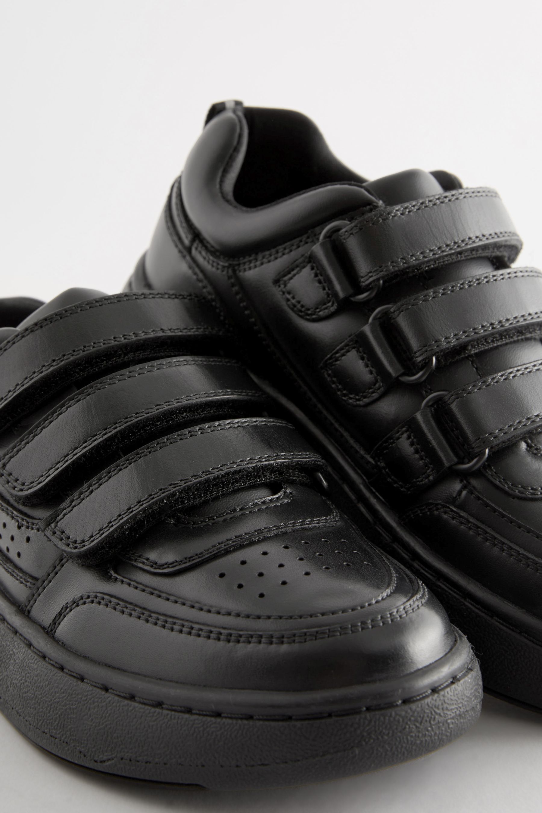 Buy Black Standard Fit (F) School Leather Touch Fastening Strap Shoes ...