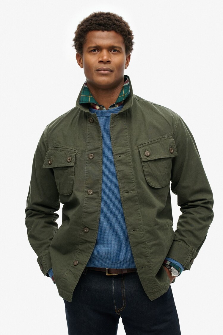 Buy Superdry Dark Green 100% Cotton Military Overshirt Jacket from the ...