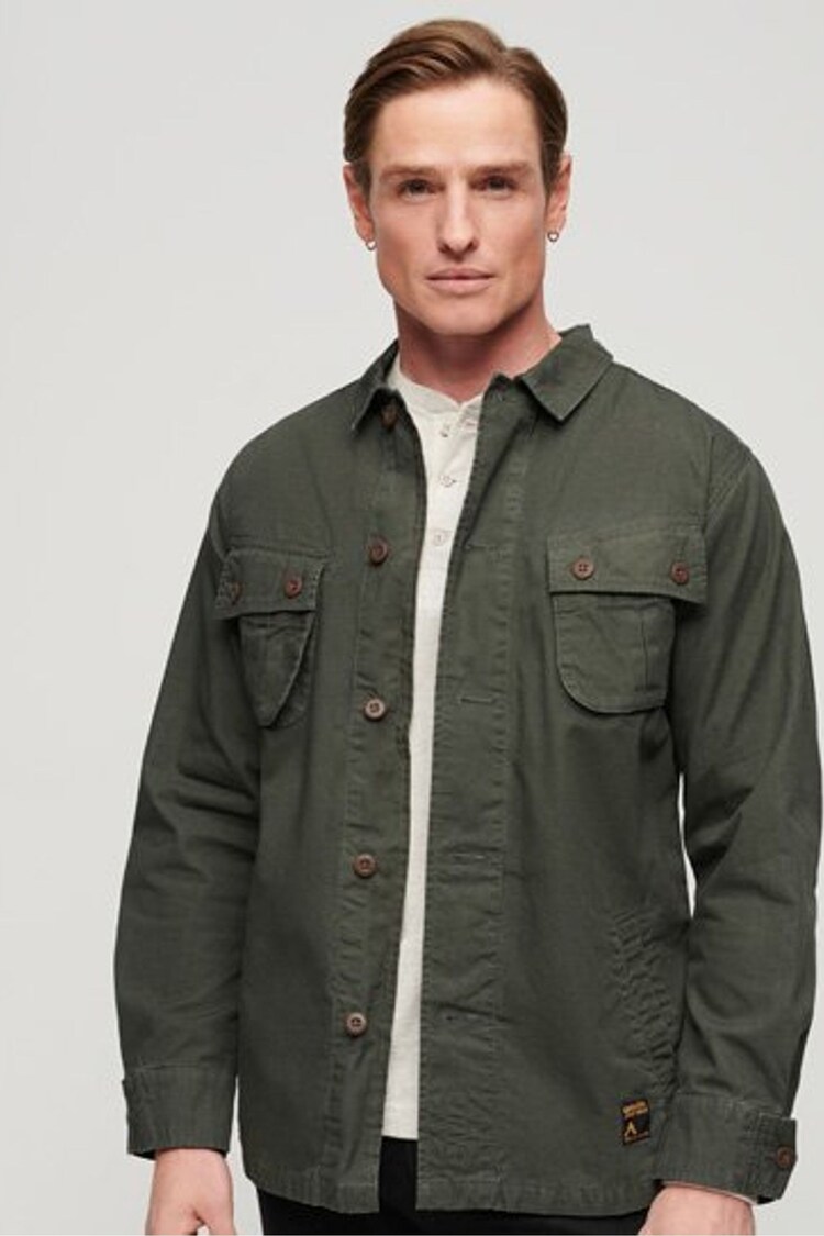 Buy Superdry Dark Green 100% Cotton Military Overshirt Jacket from the ...