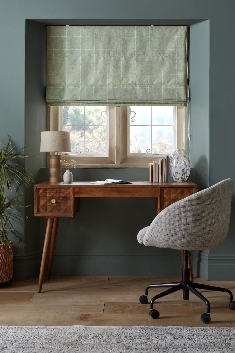Buy Sage Green Ready Made Windowpane Check Lined Roman Blind from the ...