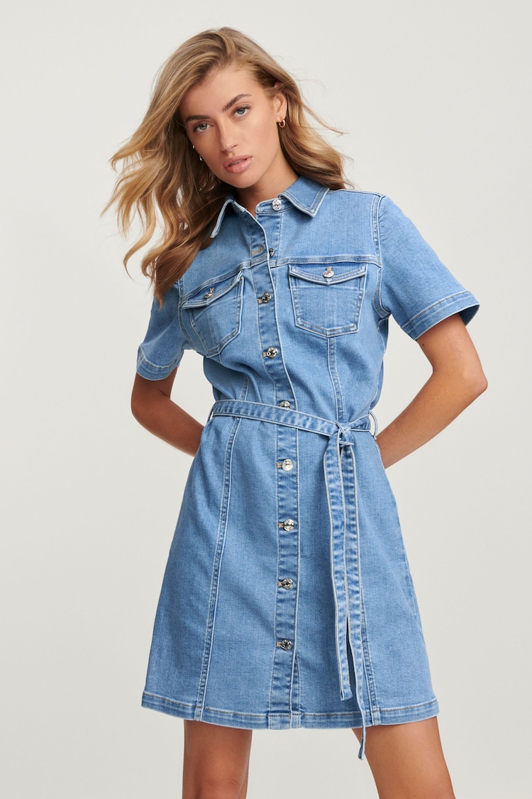 Buy Mid Blue Belted Denim Shirt Dress from the Next UK online shop