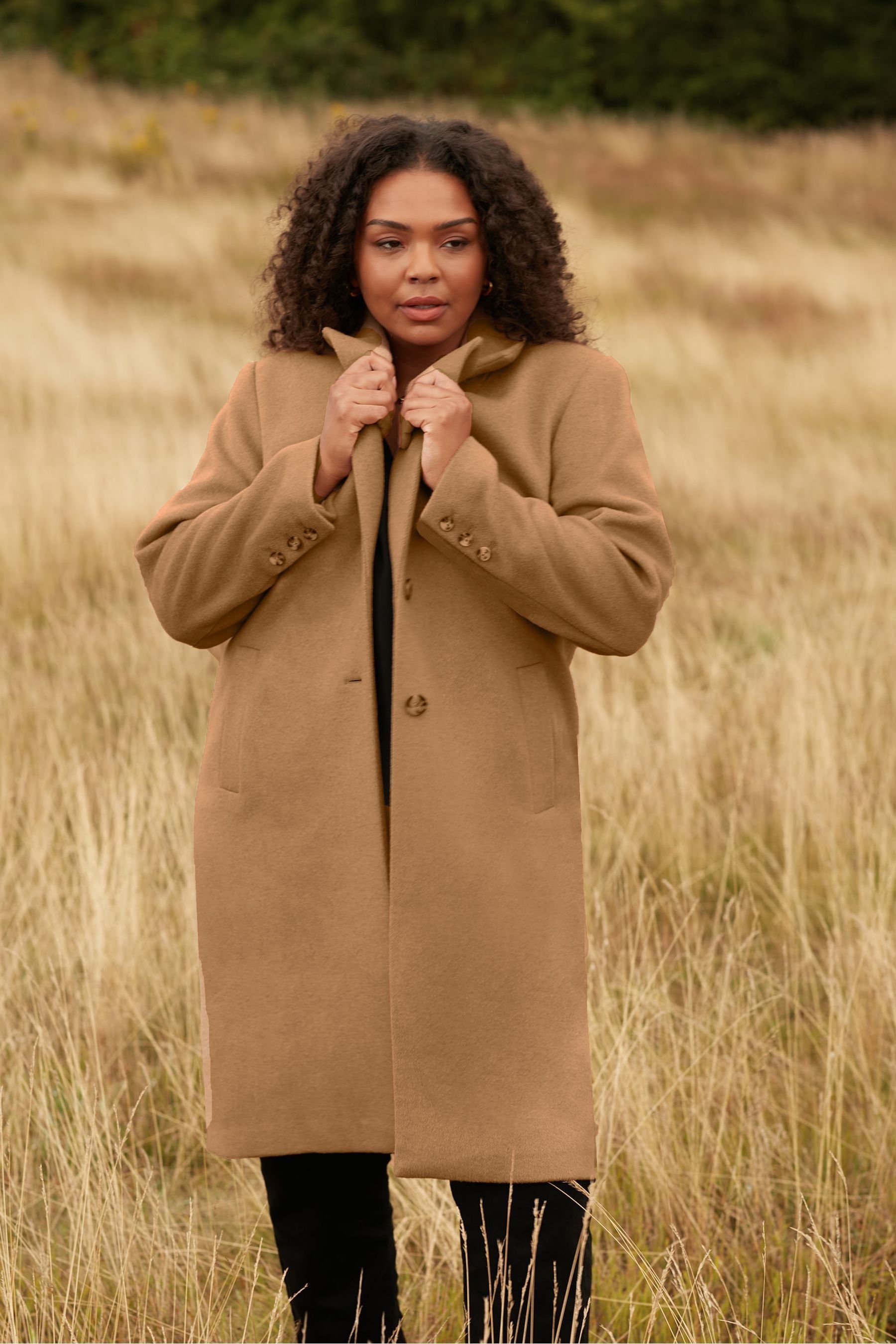 Buy Live Unlimited Natural Curve Wool Blend Long Tailored Coat from the ...