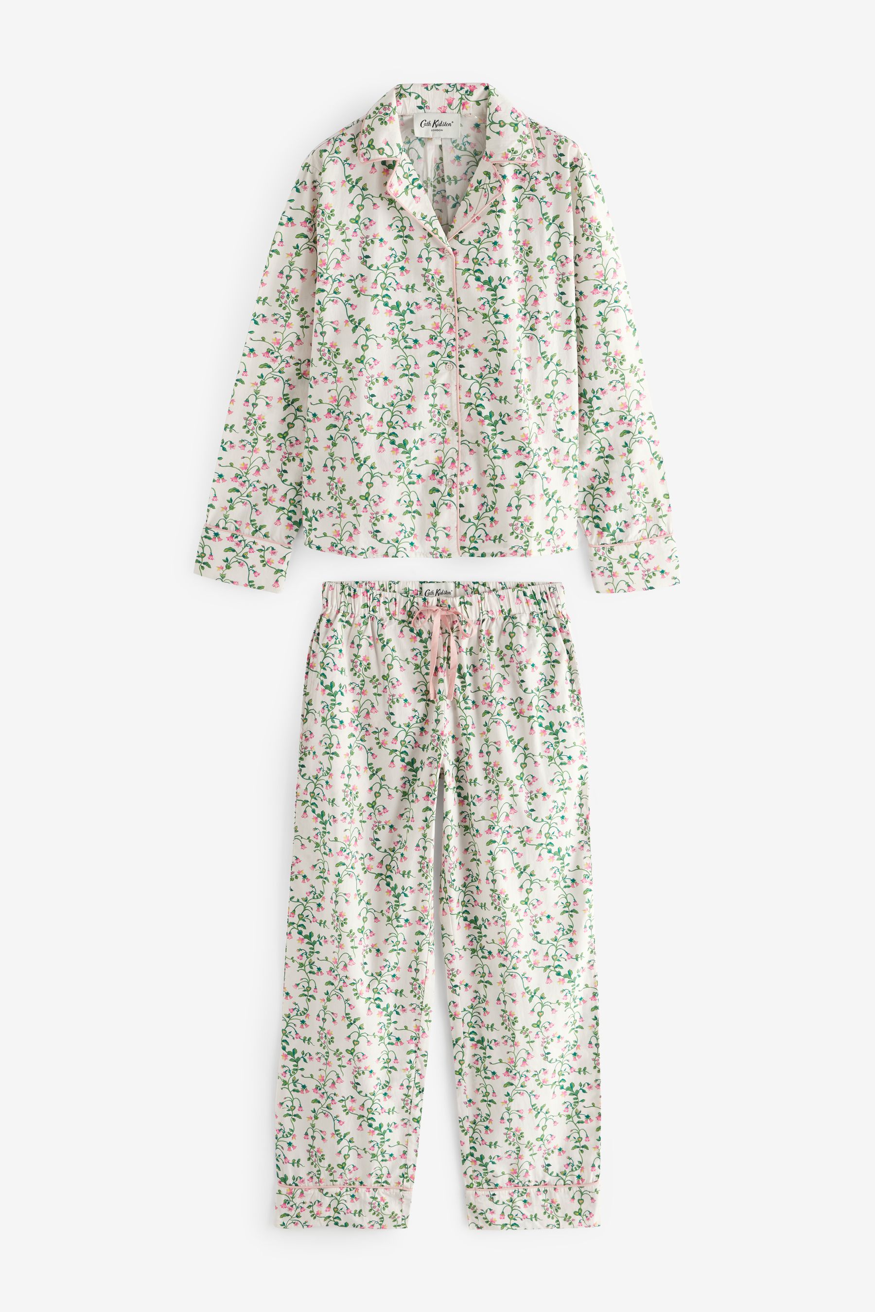 Buy Cath Kidston Blue Floral 100% Cotton Button Through Pyjamas from ...