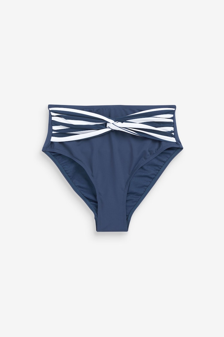 Buy Simply Be Blue/ White Stripe Magisculpt Twist Front High Waist ...