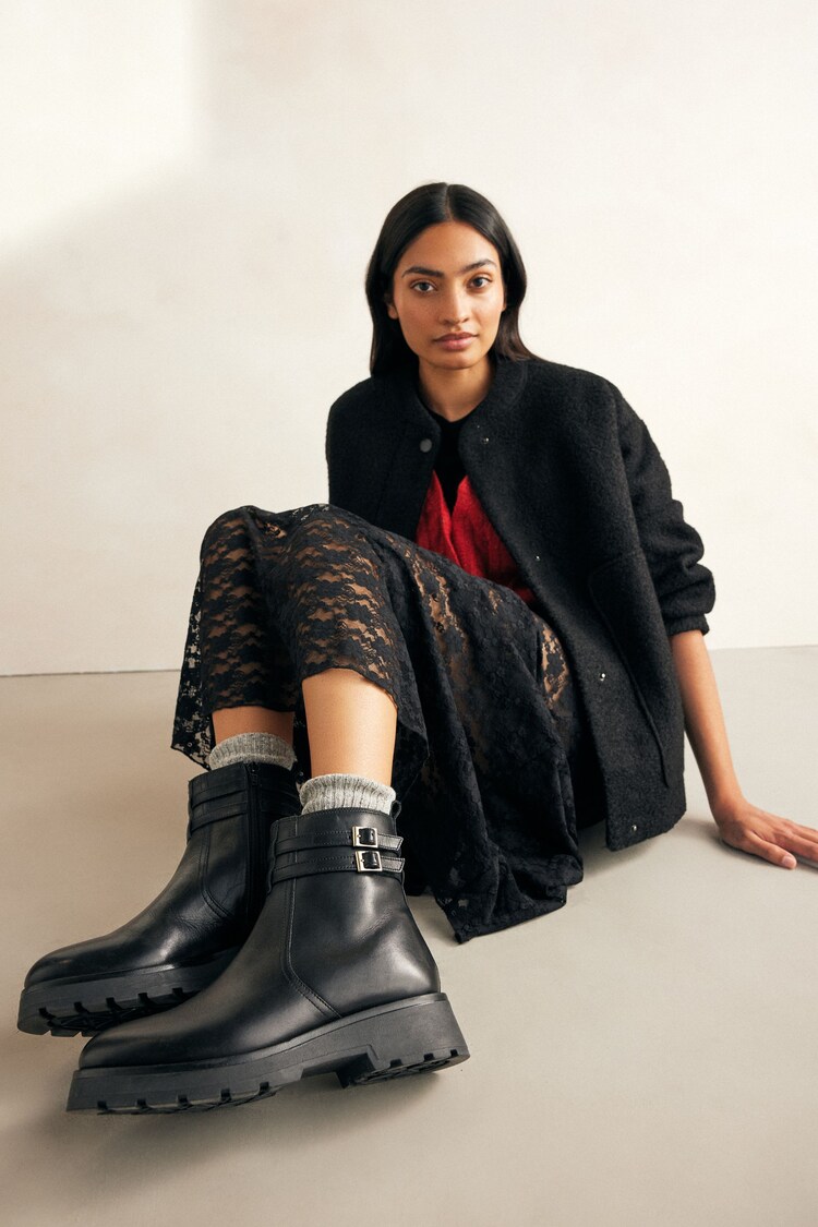 Buy Black Standard/Wide Fit Forever Comfort® Chelsea Buckle Ankle Boots ...
