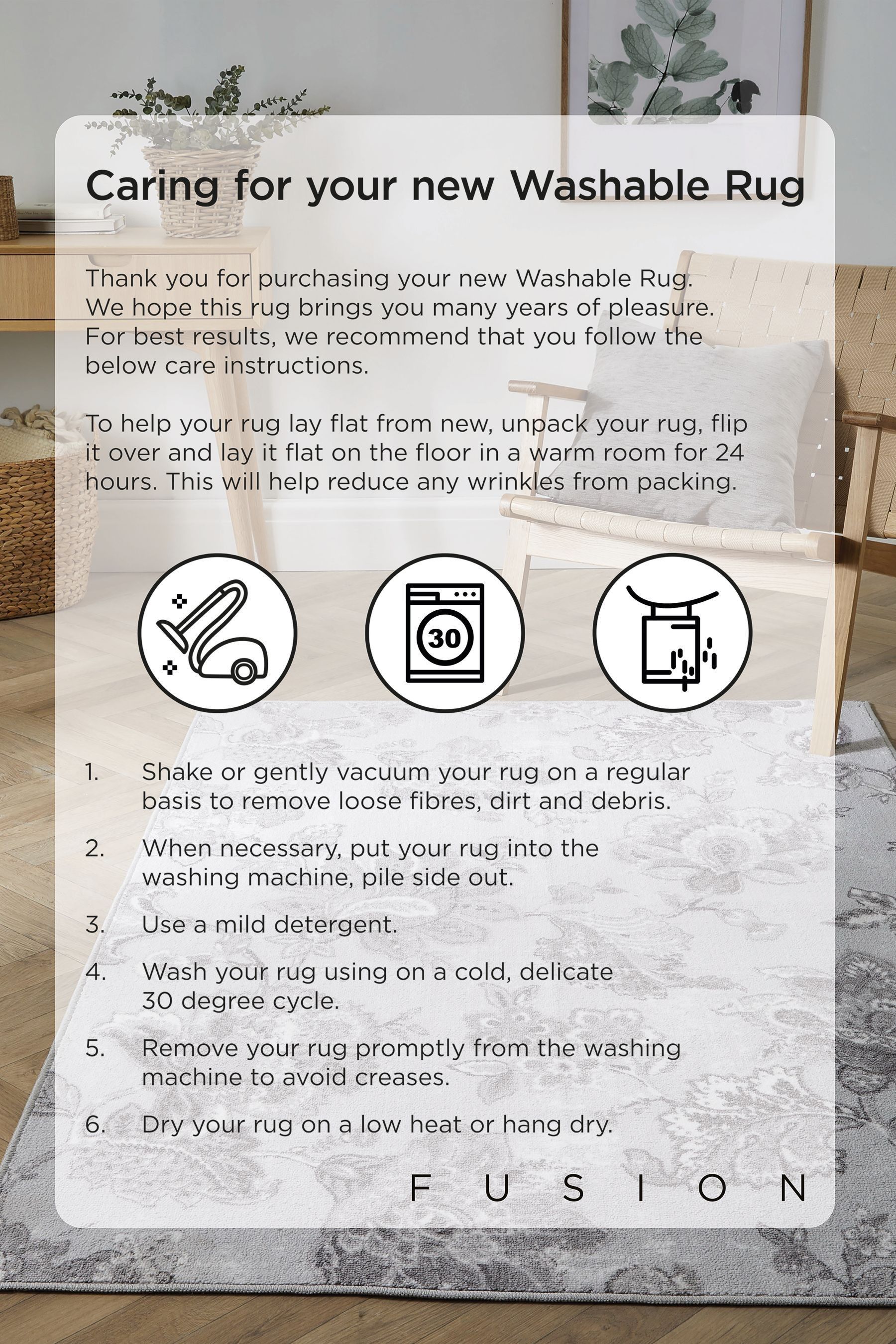 Buy Fusion Natural Lex Washable Rug from the Next UK online shop