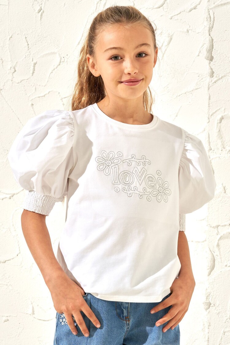 Buy Angel & Rocket White Embellished Love Alessia T-Shirt from the Next ...